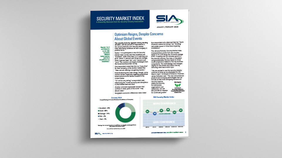 Optimism Reigns in SIA Security Market Index, Despite Concerns About ...